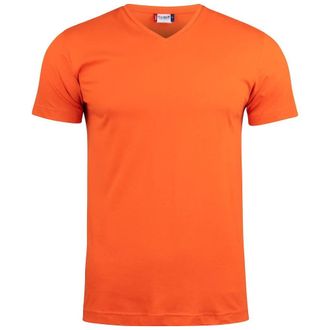 Clique T-Shirt mit V-Ausschnitt, halbe Ärmel Herren Damen Unisex Basic-T V-Neck, aus Baumwolljersey, Schweißband, elastischer Kragen, Slim-Fit Passform (Oran