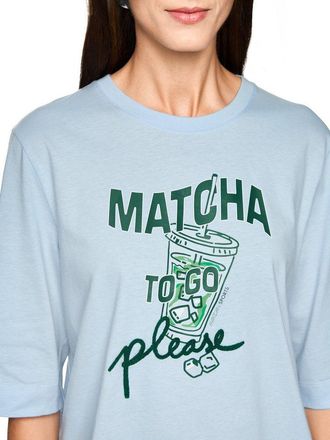 Marc Cain T-Shirt City Vibing Premium Damenmode mit Matcha-Print, weit geschnitten