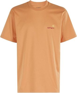Carhartt Work in Progress Homme, Tops, Orange, Taille: L T-shirt American Script Manches Courtes Rouge