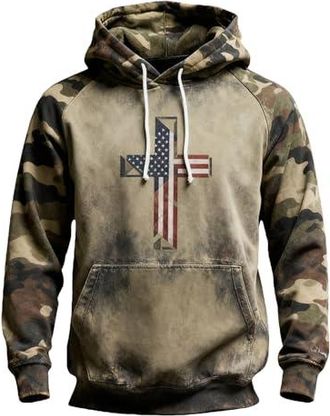 Generic Sweat à capuche pour homme imprimé drapeau américain Y2K Streetwear doux et respirant à manches longues pour un confort quotidien décontracté (rose vi