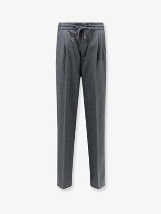 Brunello Cucinelli Virgin wool trousers with adjustable drawstring - BRUNELLO CUCINELLI - gender_Man