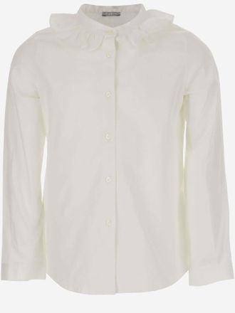 Il Gufo Girls Shirt Stretch Cotton White Blouses And