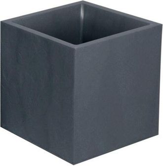 Eda Jardini&egrave;re carr&eacute;e Volcania effet pierre 39,5 x 39,5 x 43,5 cm - 31 l - Gris anthracite
