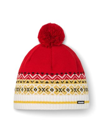 Eisb&auml;r M&uuml;tze Herren Kaiser Rot - Merino Wollm&uuml;tze f&uuml;r M&auml;nner mit Fleece sch&uuml;tzt vor K&auml;lte und Wind - Bommelm&uuml;tze Pudelm&uuml;tze bequem Norweger Strickm&uuml;tze - 50 