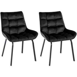 Clp Lot de 2 chaises de salle &agrave; manger Saranda Noir Velours