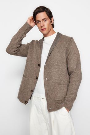 Trendyol MAN Herren Braun Einfarbig Lang Regular Fit Cardigans