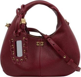 Ganni Femme, Sacs, Rouge, Taille: ONE Size Grained Mini Hobo Bag