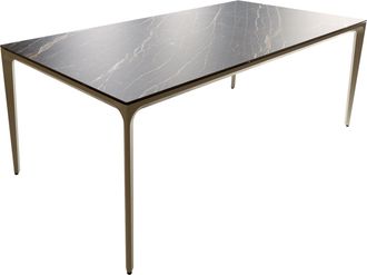 DELIFE Esszimmertisch Escina Keramik LaminamNoir Desir Braun 200x100 cm Gestell Aluminium
