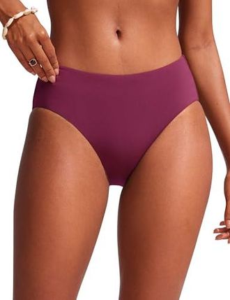 CRZ YOGA Bas de Bikini pour Femmes - Slip de Bain Basique, mi-Hauteur et Couvrant Fuchsia 46