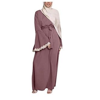Generic Robe de pri&egrave;re &agrave; manches longues pour femme - Robe islamique Abaya - Duba&iuml; oriental - Robe caftan africaine - Islam - Turquie, lilas, M