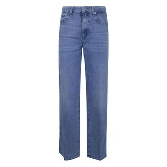 7 For All Mankind Femme, Jeans, Bleu, Taille: W27 Stovepipe Jean Droit 5 Poches en Coton et Lin L&eacute;ger