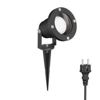 LEDs Com LED Gartenstrahler DUK schwarz mit Erdspie&szlig; f&uuml;r au&szlig;en, Aluminium, inkl. GU10 Lampe 4,888W 450lm 100&deg; wei&szlig;