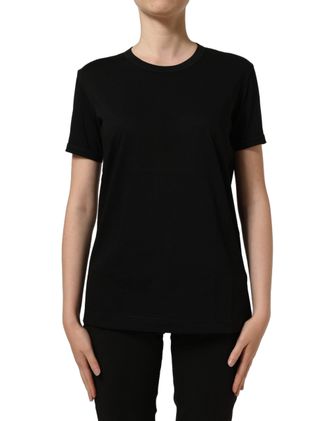 Dolce & Gabbana Logo-Embroidered Cotton T-Shirt - Black