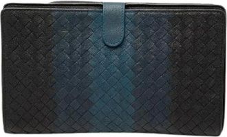 Bottega Veneta Sac pochette en cuir Intrecciato Pre-owned - Femme - Pre-owned - Bleu - Taille: ONE Size