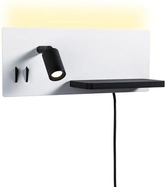 Paulmann 71102 LED Wandleuchte Serra USB C 2700K 650lm / 200lm 230V 5,5 / 1x2,6W dimmbar Weiß matt, Schwarz matt Wandleselampe