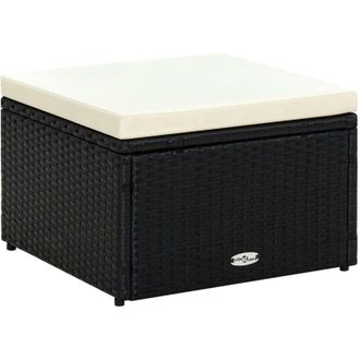 vidaXL vidaXL Tabouret / repose-pied R&eacute;sine tress&eacute;e 53 x 53 x 30 cm Noir