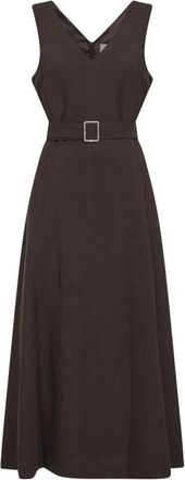 Blanca Vita Femme, Robes, Brun, Taille: 40 FR Robe Midi Ceintur&eacute;e &agrave; Col en V