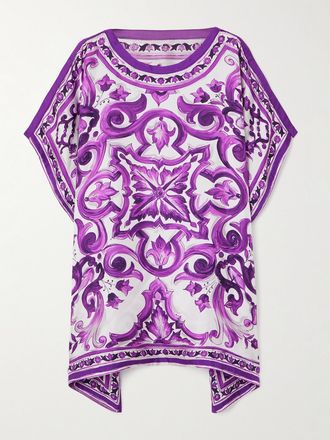Dolce & Gabbana Mini-robe En Satin De Soie Imprimé - Violet