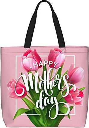 Generic Sac De Courses Bonne F&ecirc;te Des M&egrave;res Sac &Agrave; Bandouli&egrave;re En Toile R&eacute;utilisable De Grande Capacit&eacute; Sacs En Toile Pour Femmes, Pour Burea, Shopping, Voyage