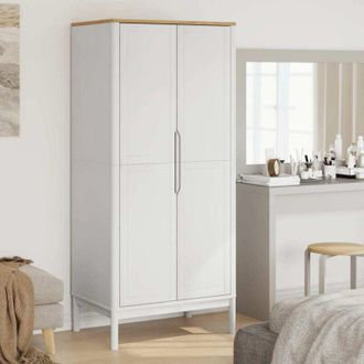 vidaXL Kleiderschrank floro Wei&szlig; 77x53x171 cm Massivholz Kiefer - Vidaxl