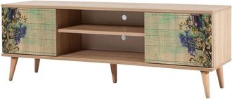 Les Tendances Meuble TV en bois clair à lamelles avec niche Kiza 727