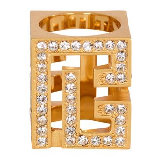 Balmain PB 3D Rhinestone Cube Ring - - Accessories - Damen - Gelb - M