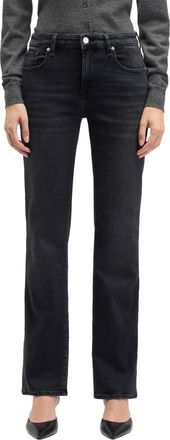 7 For All Mankind Womens Calie Straight Bottomline Jeans, Black, 32W