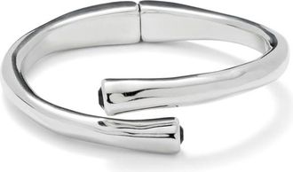 Uno De 50 UNO de 50 Starrer Armreif mit Sterlingsilber und schwarzem Kristall an den Enden, Mediano, Silber, Kein Edelstein