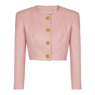 Balmain Kurze Lammfelljacke - - Jackets - Damen - Rosa - S