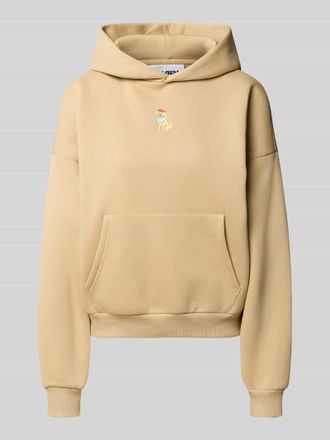 Review Hoodie mit Motiv-Stitching und K&auml;nguru-Tasche