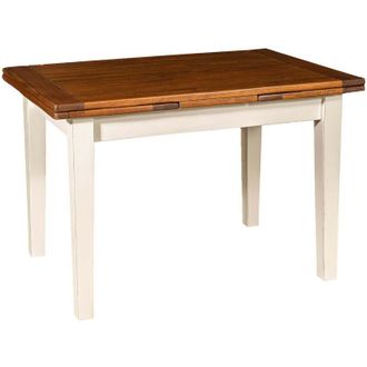 Biscottini International Ausziehtisch im Country-Stil mit antikierter wei&szlig;er Struktur und Platte aus Nussholz aus massivem Lindenholz Made in Italy