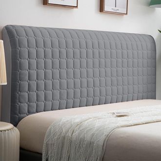 Generic Kopfteilbezug, dehnbarer Kopfteilbezug aus weichem Plüschstoff, einfach anzubringender Bettkopfteilschutz für die Schlafzimmerdekoration- Dark Gray|| 