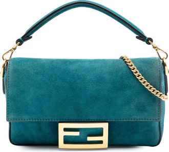 Fendi Hobo Bags - Mini Suede Baguette Satchel - Gr. unisize - in Blau - f&uuml;r Damen