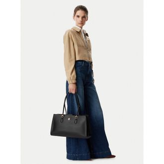 Tommy Hilfiger Handtasche Tommy Hilfiger Th Grace Satchel AW0AW18750 Schwarz