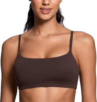 CRZ YOGA Femmes Butterluxe Ajustable Spaghetti Soutien-Gorge de Sport Rembourré Yoga Soutien-Gorge Brun au Fudge Chaud 40