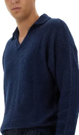 Family Fir$t Milano Kid Mohair Blend Polo - Blue