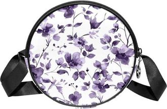 Generic Circle Sac &agrave; bandouli&egrave;re pour femme, petit sac &agrave; bandouli&egrave;re violet avec fermeture &eacute;clair, bretelles r&eacute;glables, sac &agrave; main rond d&eacute;contract&eacute; pour femme