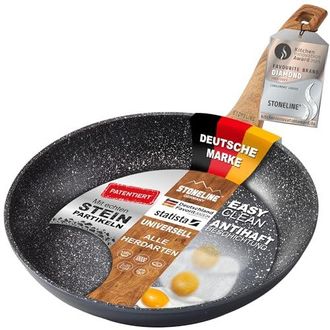 STONELINE Back to Nature Poêle à Frire 28 cm, Made in Germany, adaptée à lInduction, Revêtement Antiadhésif avec de vraies particules de pierre, Cuire sans Huil