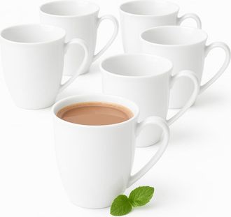Wilmax England Wilmax - Teetassen & Kaffeetassen - 6er Set - 380ml - Kaffeebecher Porzellan - Becherset - Tasse f&uuml;r Tee, Kaffee, Cappuccino - Porzellantassen mit Gri