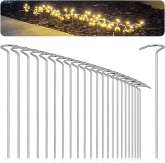 Com-Four 25x Edelstahl Erdspieß für Lichterketten 19 cm - Outdoor Bodenanker für Weihnachtsbeleuchtung, Gartenbeleuchtung, Wegbeleuchtung - Bodenstecker für De