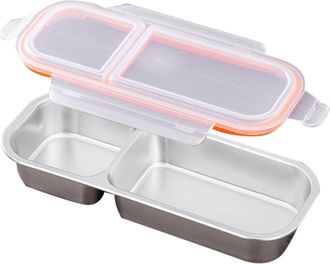 Generico Snackbeh&auml;lter: Stapelbare Aufbewahrung mit mehreren F&auml;chern, wiederverwendbarer Obstbeh&auml;lter mit Trennwand, auslaufsicherer Silikondichtung f&uuml;r eine k