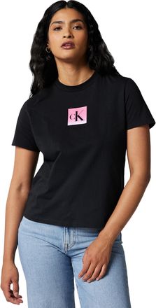 Calvin Klein Damen T-Shirt Kurzarm Classic Fit Tee aus Baumwolle, Schwarz (Black), XL