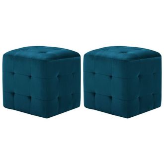 vidaXL 2 pcs Tables de chevet Bleu 30x30x30 cm Tissu velours Vidaxl