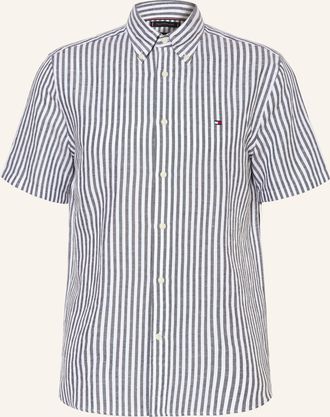 Tommy Hilfiger Kurzarm-Hemd Regular Fit Mit Leinen blau
