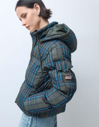Hunter Originals doudoune tartan bleue et verte