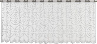 Elbersdrucke Bistrogardine Circolo 00 wei&szlig; transparent 45x160 cm Scheibengardine Kurzgardine f&uuml;r K&uuml;che K&uuml;chenfenster Sichtschutz Privatsph&auml;re198411