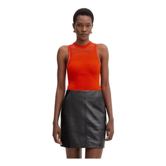 Patrizia Pepe Transparenter Strick-Tanktop - - Tops - Damen - Orange - M