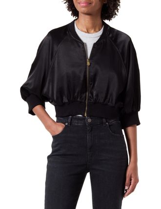 Pinko Damen Satin-Bomber-Parbell Jacke, Z99_Schwarz Limousine, XXS