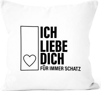 Autiga Ich Liebe Dich Geschenk-Kissenbezug f&uuml;r Immer Schatz wei&szlig; 40cm x 40cm