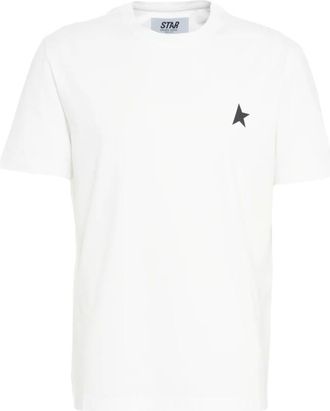 Golden Goose Homme, Tops, Blanc, Taille: XL T-shirt col rond avec logo étoile